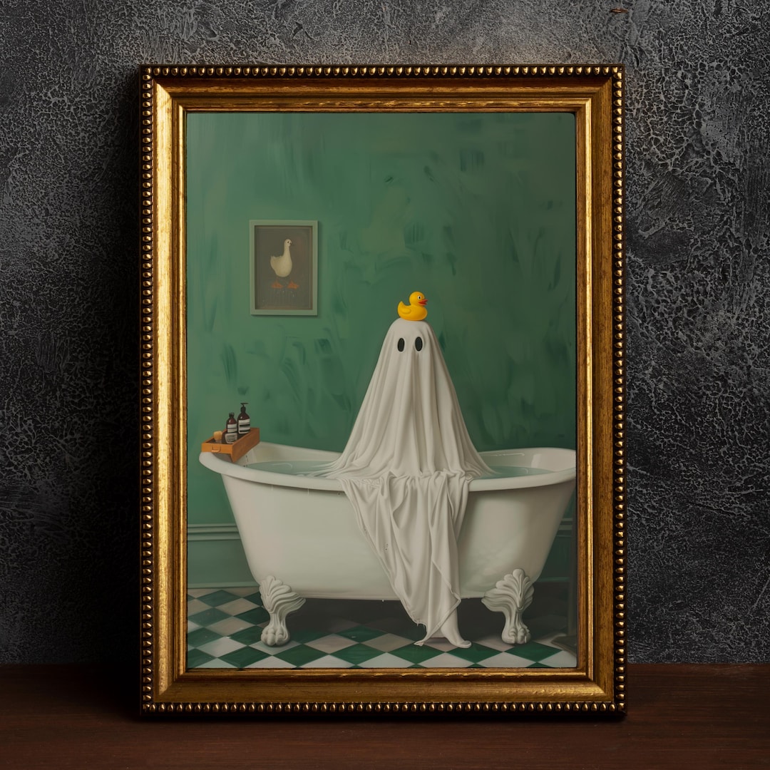 Victorian Ghost in Bathroom, Vintage Poster, Art Poster Print, Dark ...