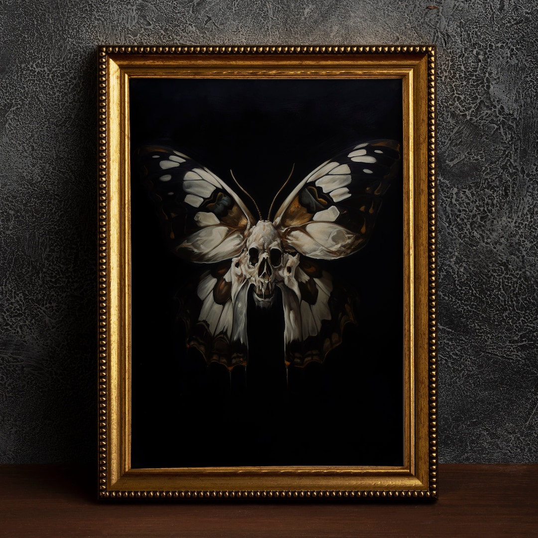 Skeleton Moth Skull Art Print: Dark Academia Vintage Poster - Etsy