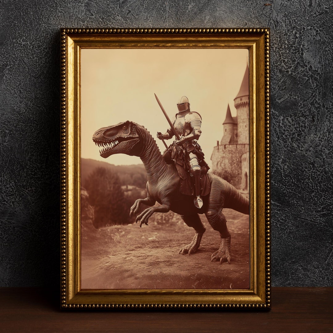 Dinosaur Knight Art Print: Gothic Jurassic Paladin Home Decor - Etsy