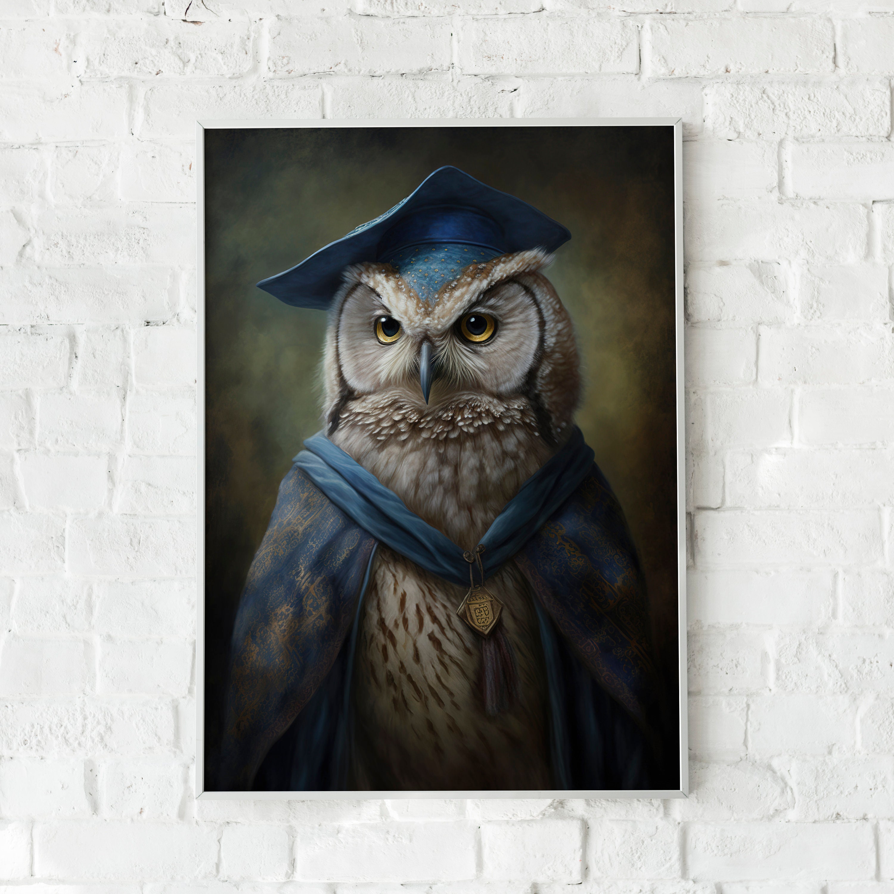 Victorian Owl Wizard Art Print: Scholar Owl Vintage Poster - Etsy