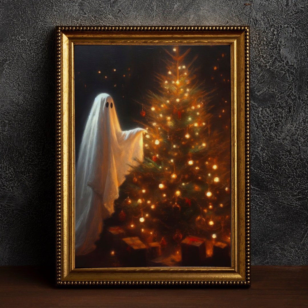 Christmas Ghost Art Print: Spooky Victorian Holiday Poster - Etsy
