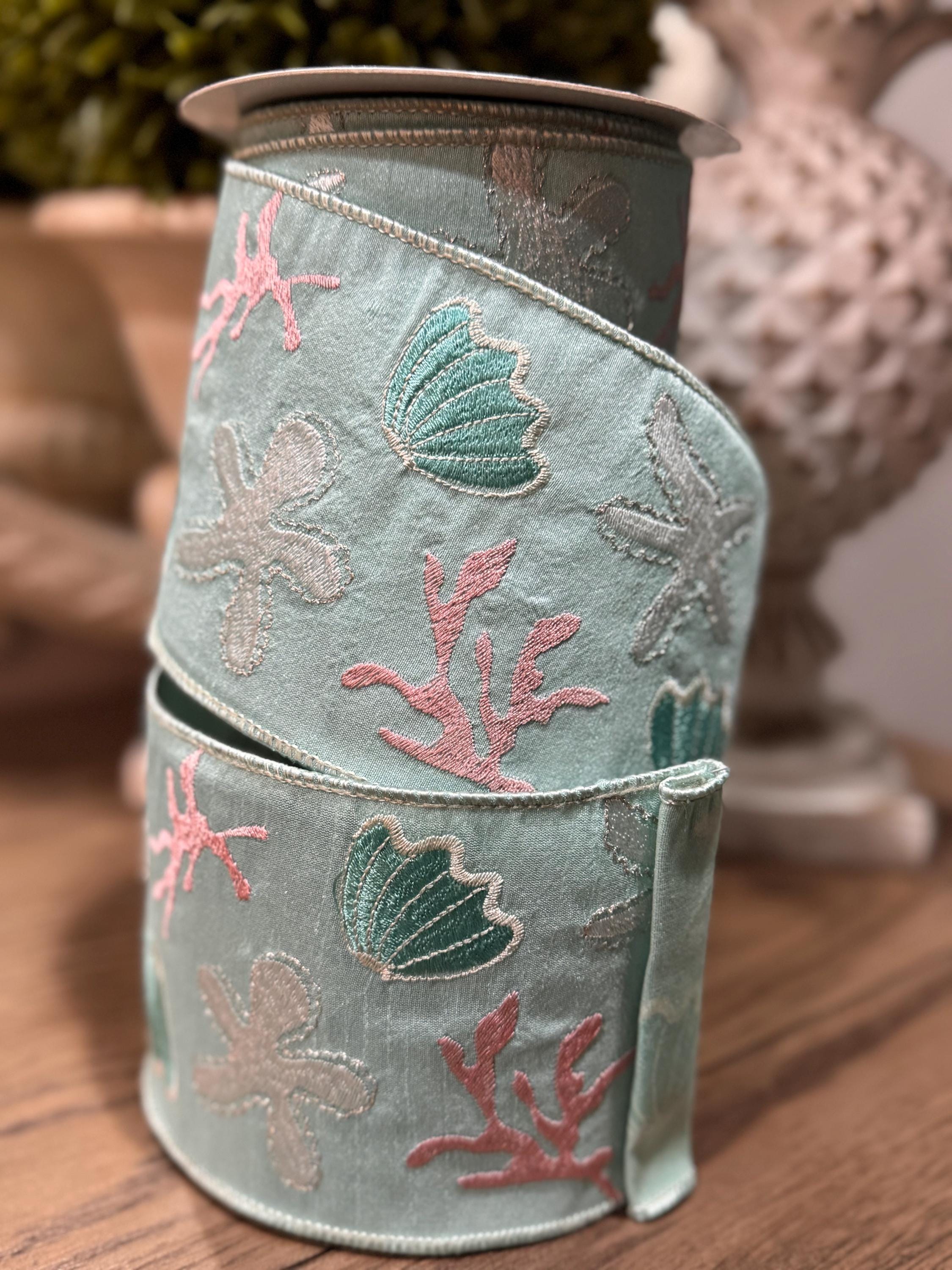 Ocean Scene Embroidered 4 Ribbon, Luxury Ribbon, Christmas Ribbon ...