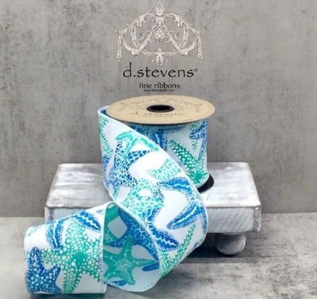 D. Stevens 2.5” Line Starfish Ribbon Wired, Aqua and Blue Premium ...