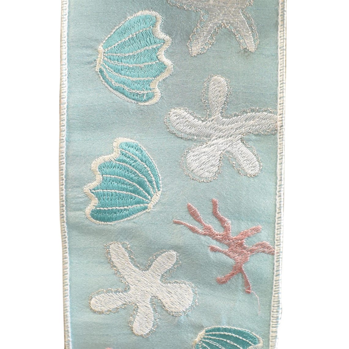 Ocean Scene Embroidered 4” Ribbon, Luxury Ribbon, Christmas Ribbon ...
