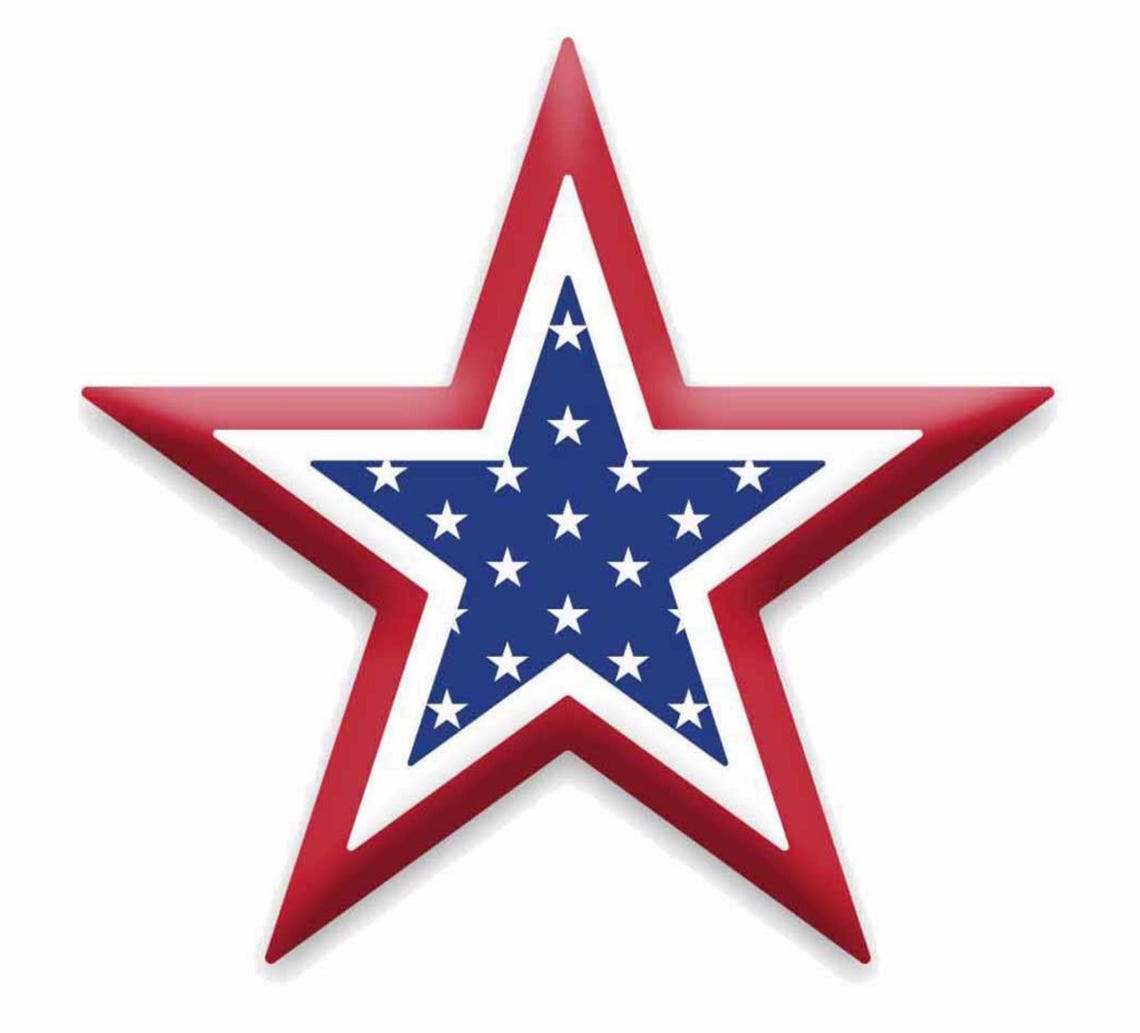 Patriotic Metal Star Sign – Red White & Blue Star With Stars Design for ...
