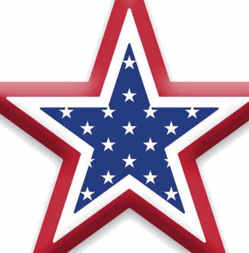 Patriotic Metal Star Sign – Red White & Blue Star With Stars Design for ...