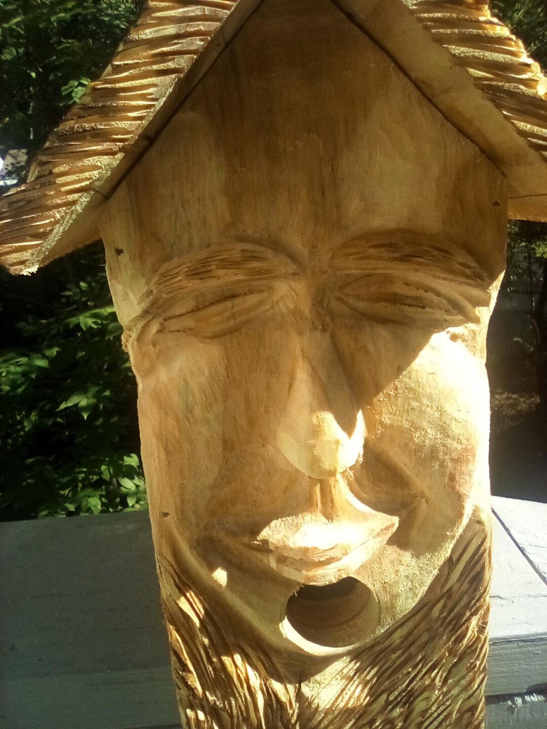 Wood Spirit Hand Carved Birdhouse - Etsy