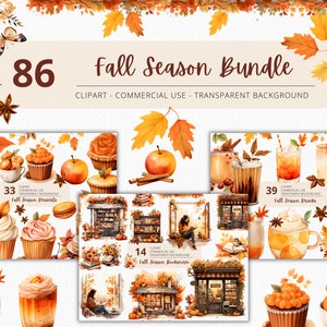 Big Fall Season Clipart Bundle,86 PNG Files,commercial Use,digital ...