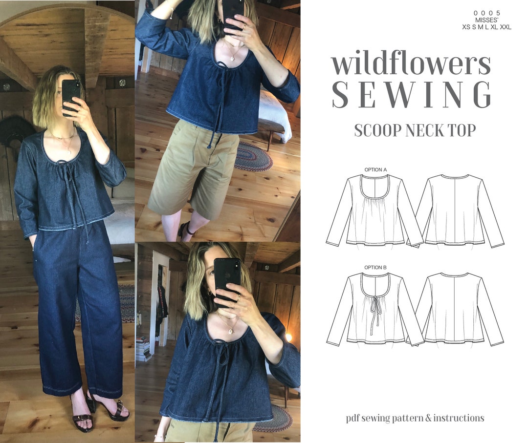 Scoop Neck Top PDF Pattern. Sizes Xs-xxl. Easy to Sew. - Etsy