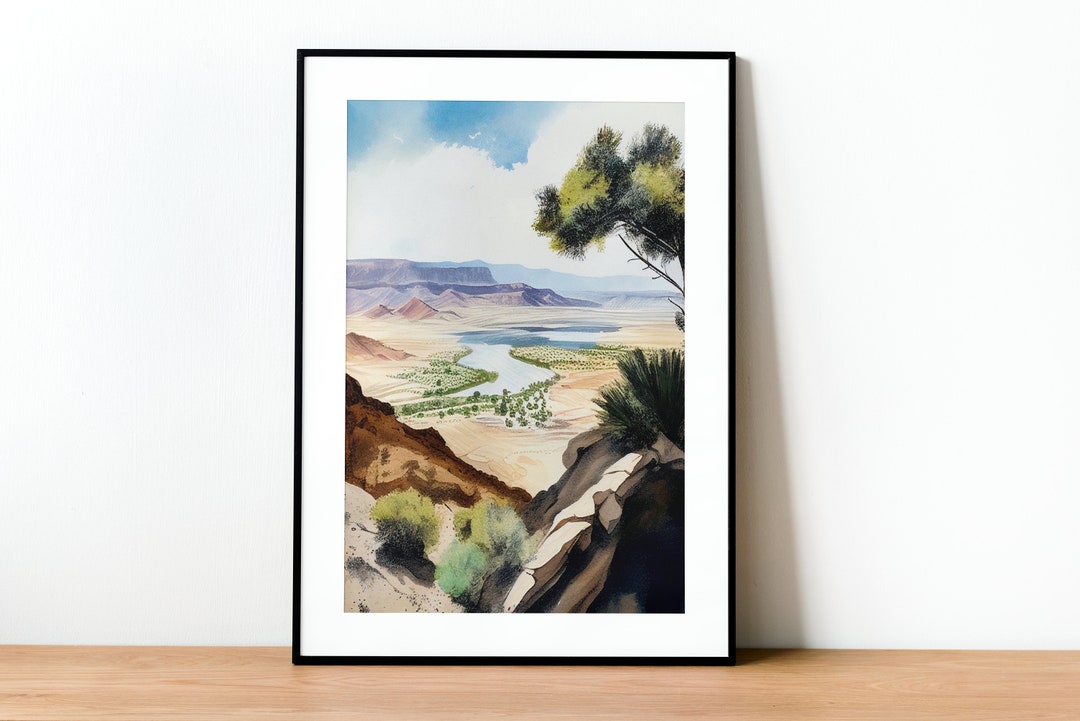 Printable Oasis Watercolor Painting, 8x10 Artwork, Digital Download - Etsy