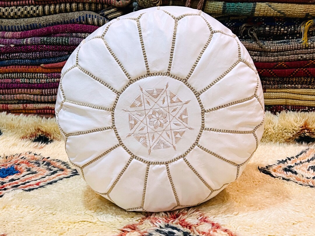 Amazing Round Ottoman Pouffe Table Coffee Moroccan Leather - Etsy