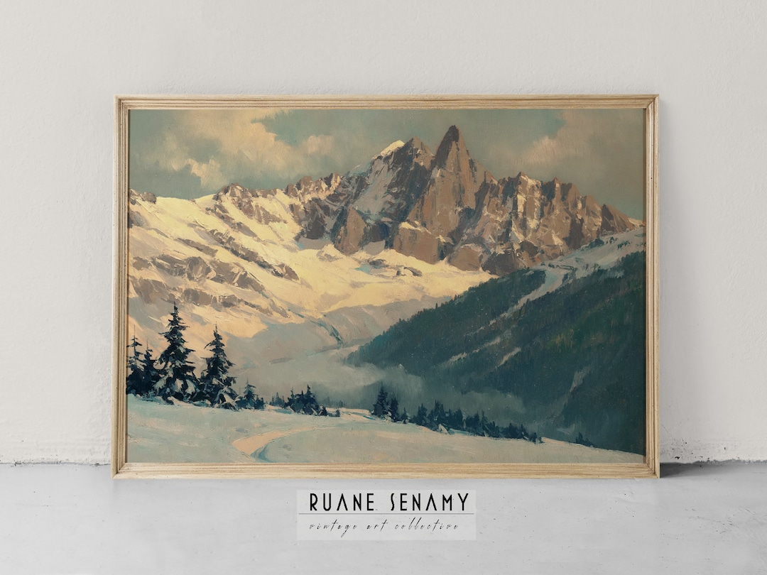 Rustic Snowberg Art Prints, Pine Tree Wall Art Poster, Vintage Neutral ...