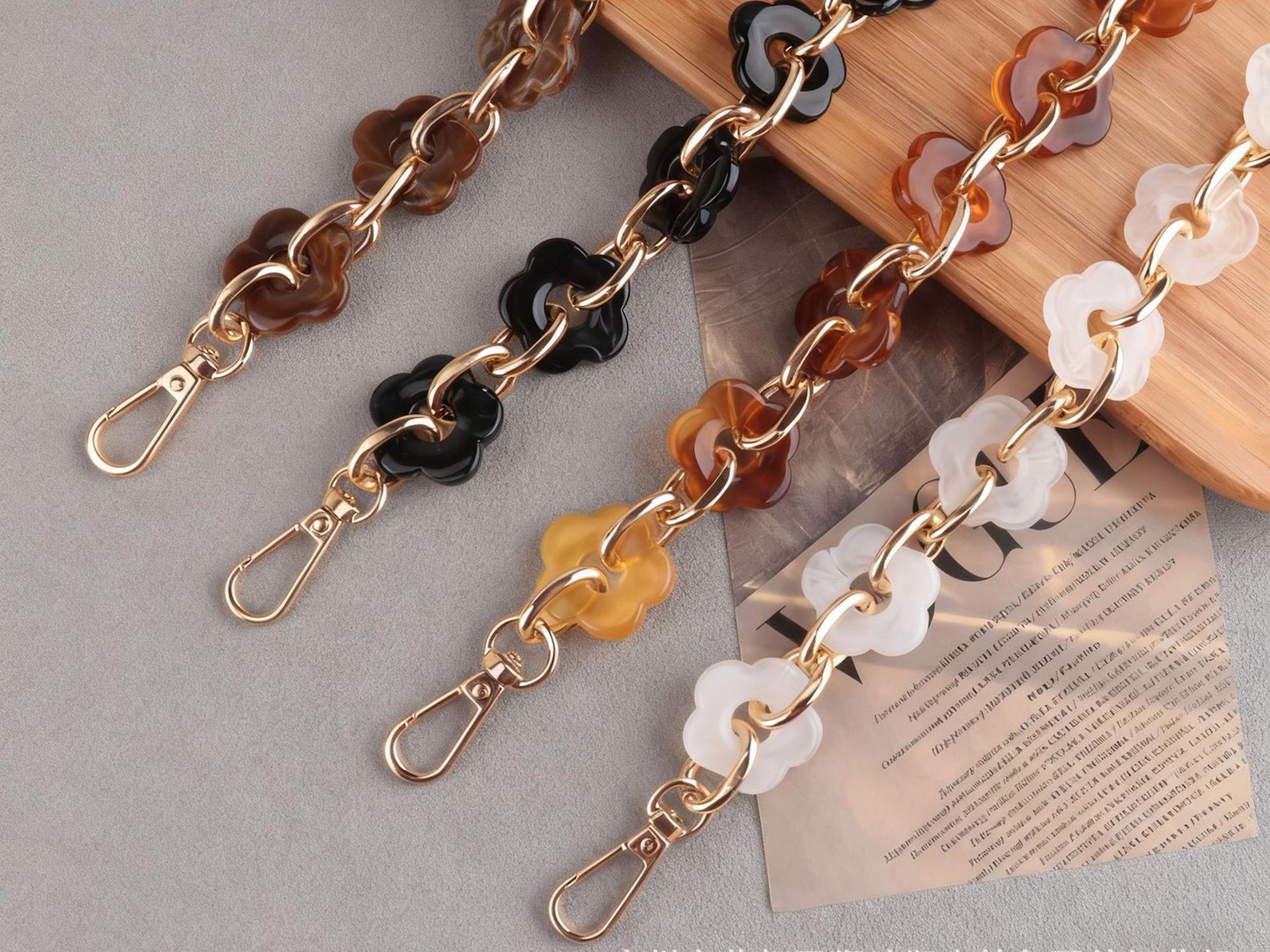 Boho Acrylic Purse Chain, Matte Thick Resin Chain, Metal Shoulder ...