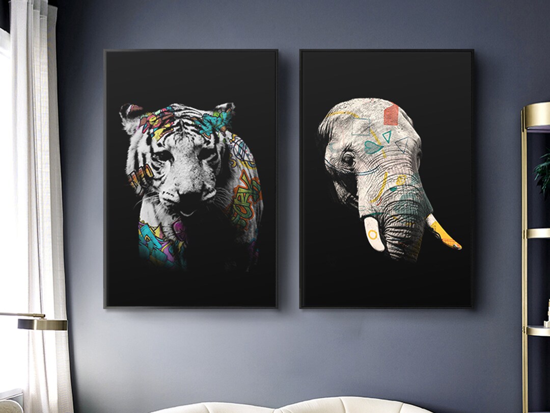 Cool Graffiti Animal Posters and Prints, Street Art Living Room Wall ...