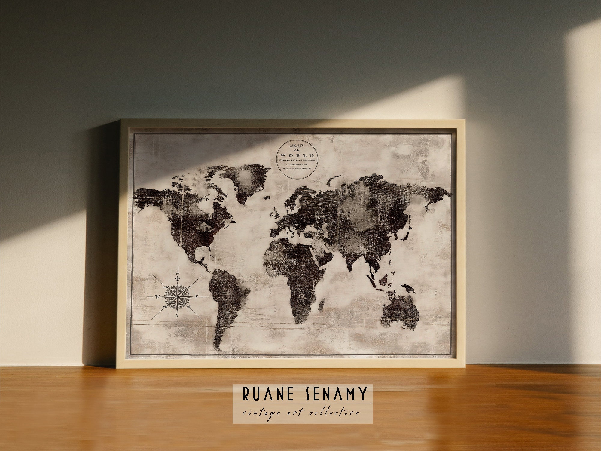 Classic World Map Painting | Vintage Map of the World Print | Map Art ...