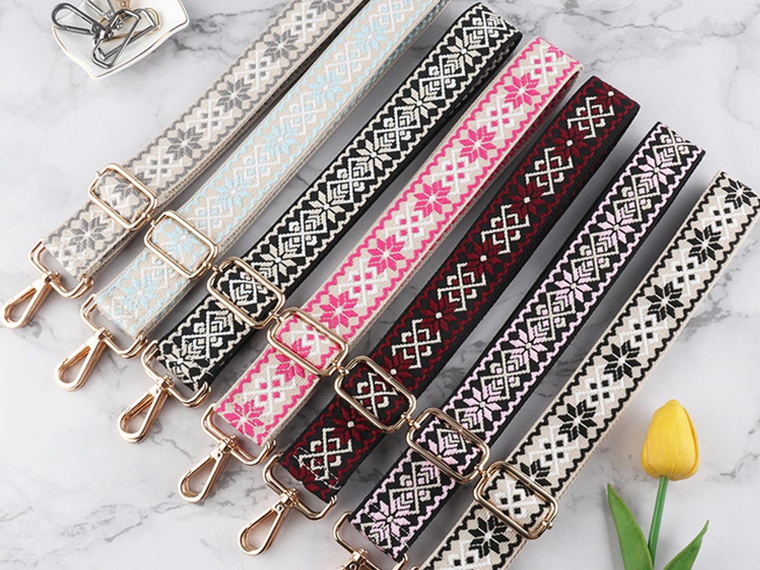 3.8cm Jacquard Flower Strap, Purse Straps, Adjustable Crossbody Bag ...