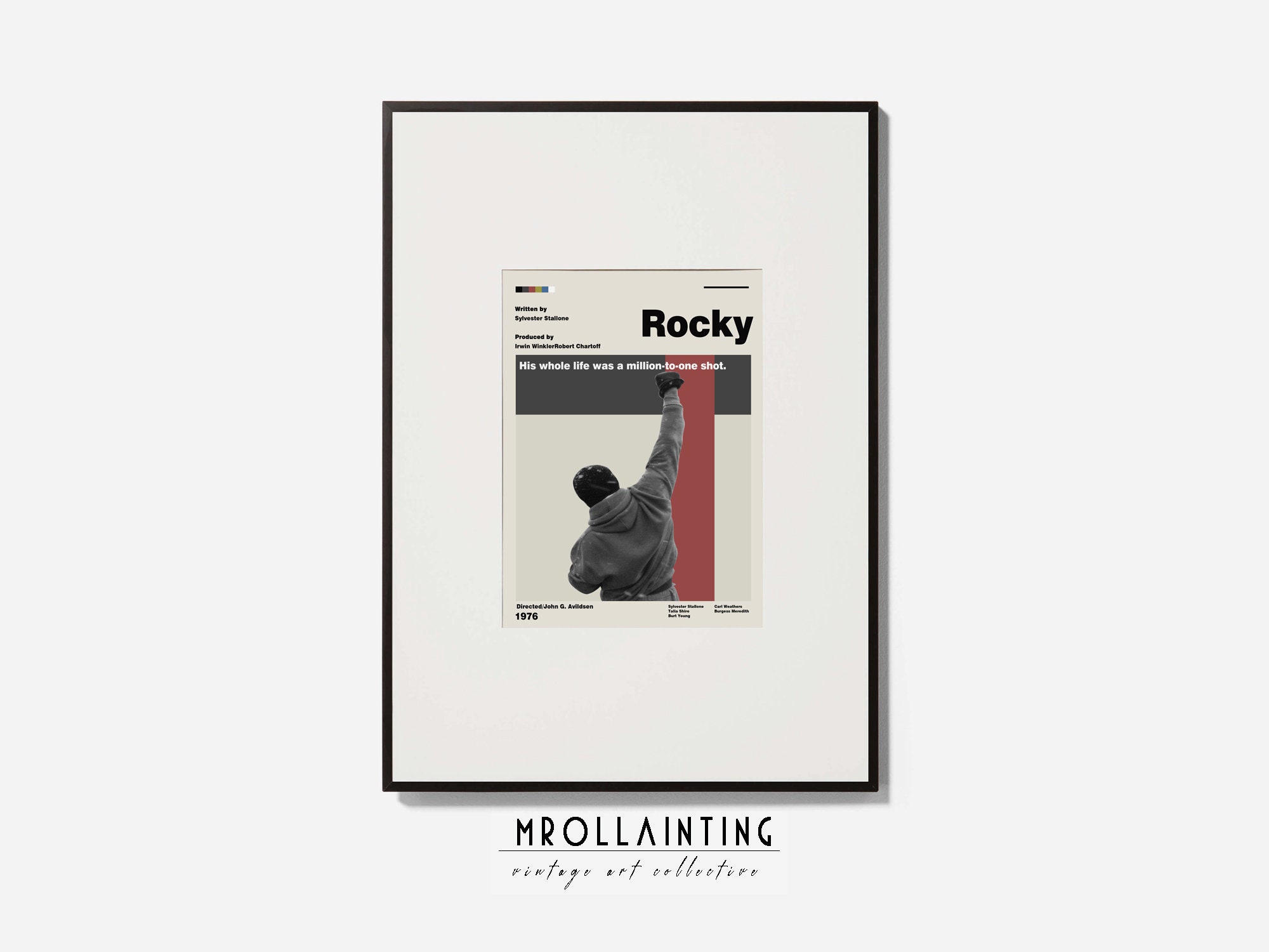 Vintage 1976 Rocky Poster - Retro Movie Poster - Minimalist Art ...