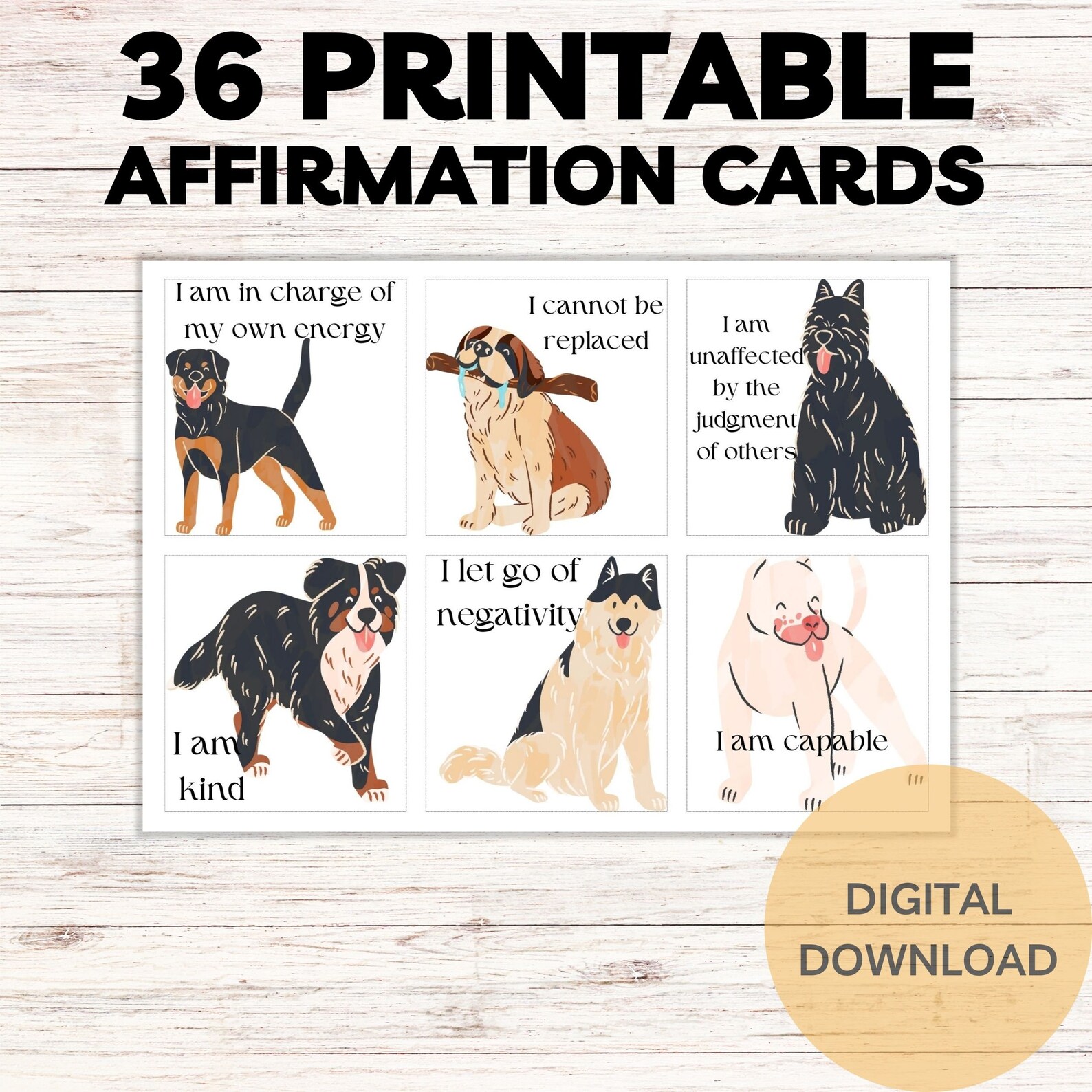 36 Printable Dog Lover Affirmation Cards Daily Affirmations - Etsy
