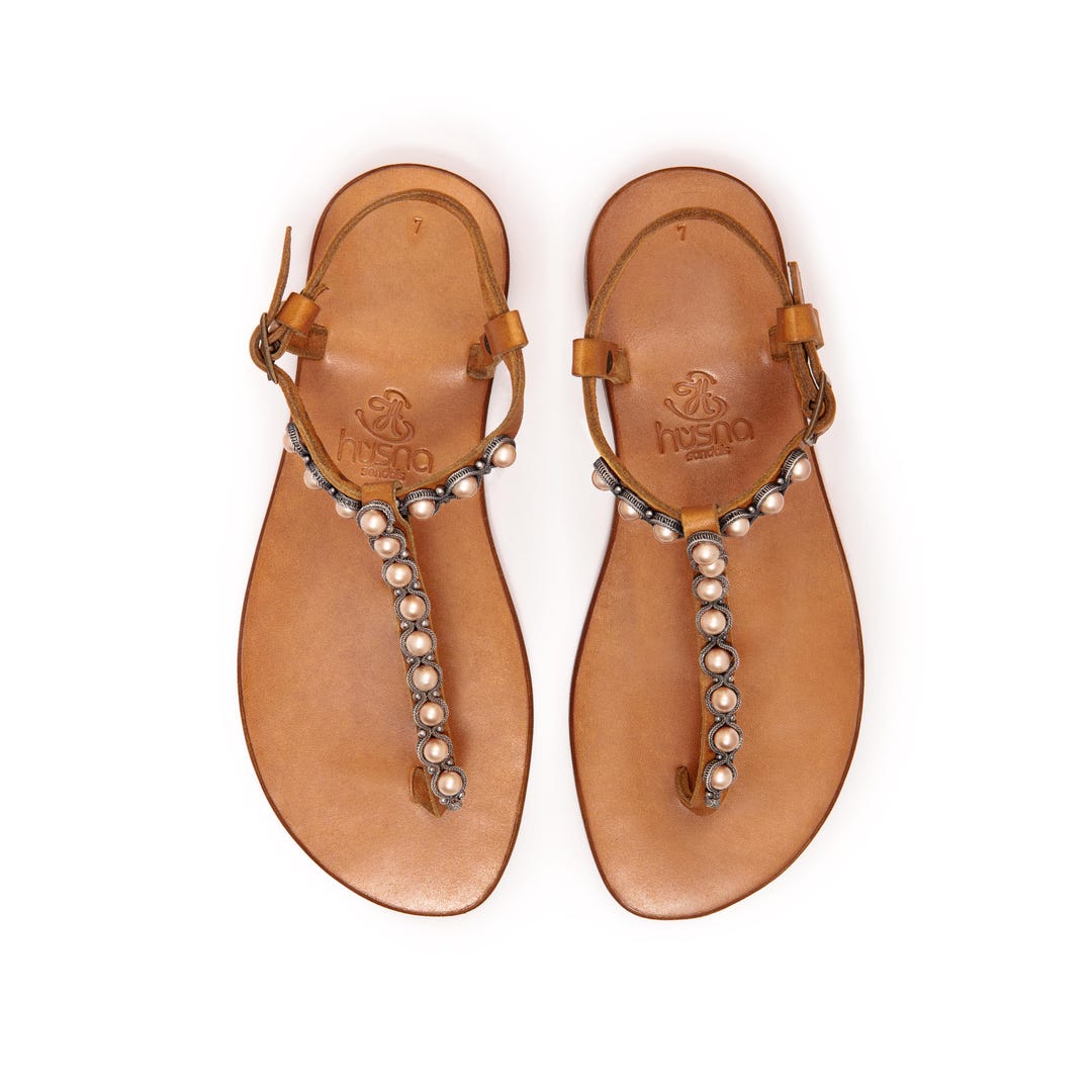 Handmade Leather Sandals for Women – Sterling Silver Chain & Swarovski ...