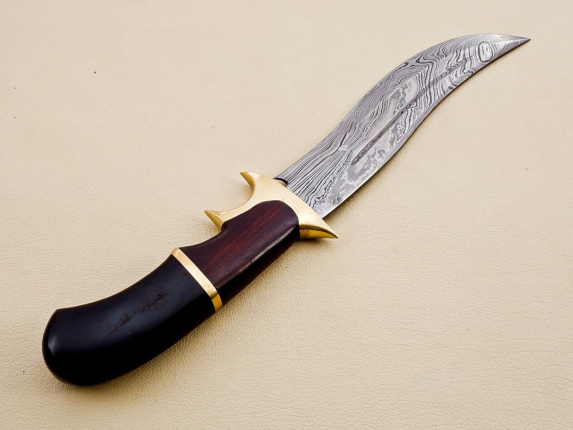 Damascus Hunting Knife Vintage Big Bowie Knife With Pakka Wood ...