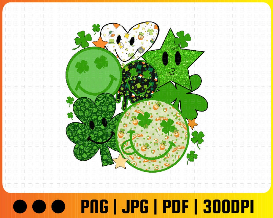 Retro St Patricks Day Smiley Faces PNG St Patricks Day Png - Etsy