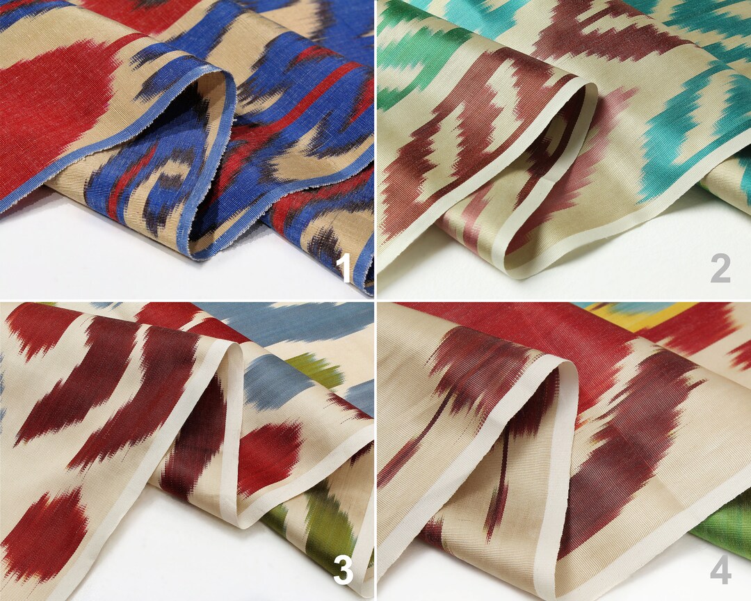 Colorful Silk Ikat Fabric by Meter Natural Upholstery Material for ...