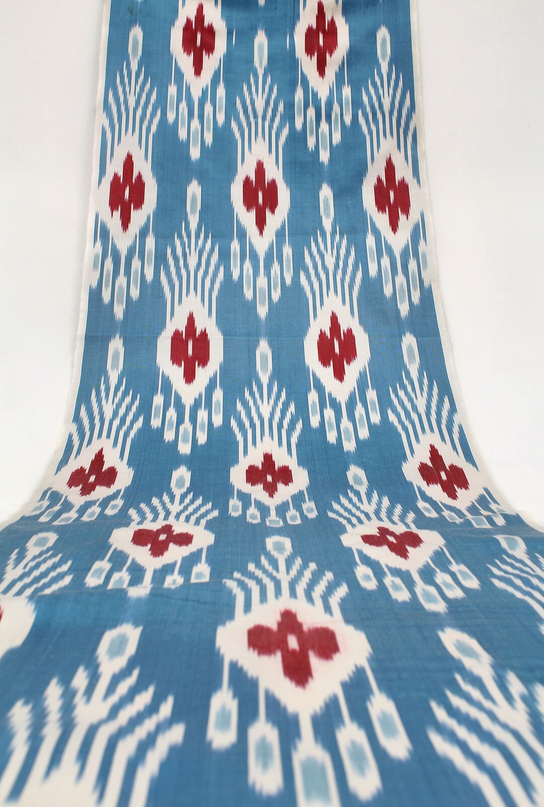 Blue and Red Silk Ikat Fabric - Unique Ikat Upholstery Fabric, Ikat ...