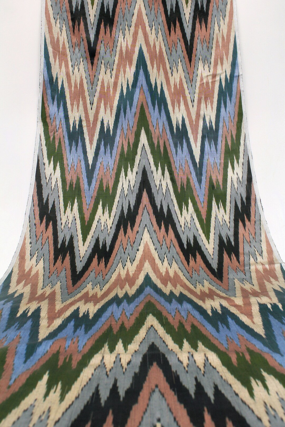 Blue and Green Silk Ikat Fabric - Handwoven Ikat Material, Ikat ...