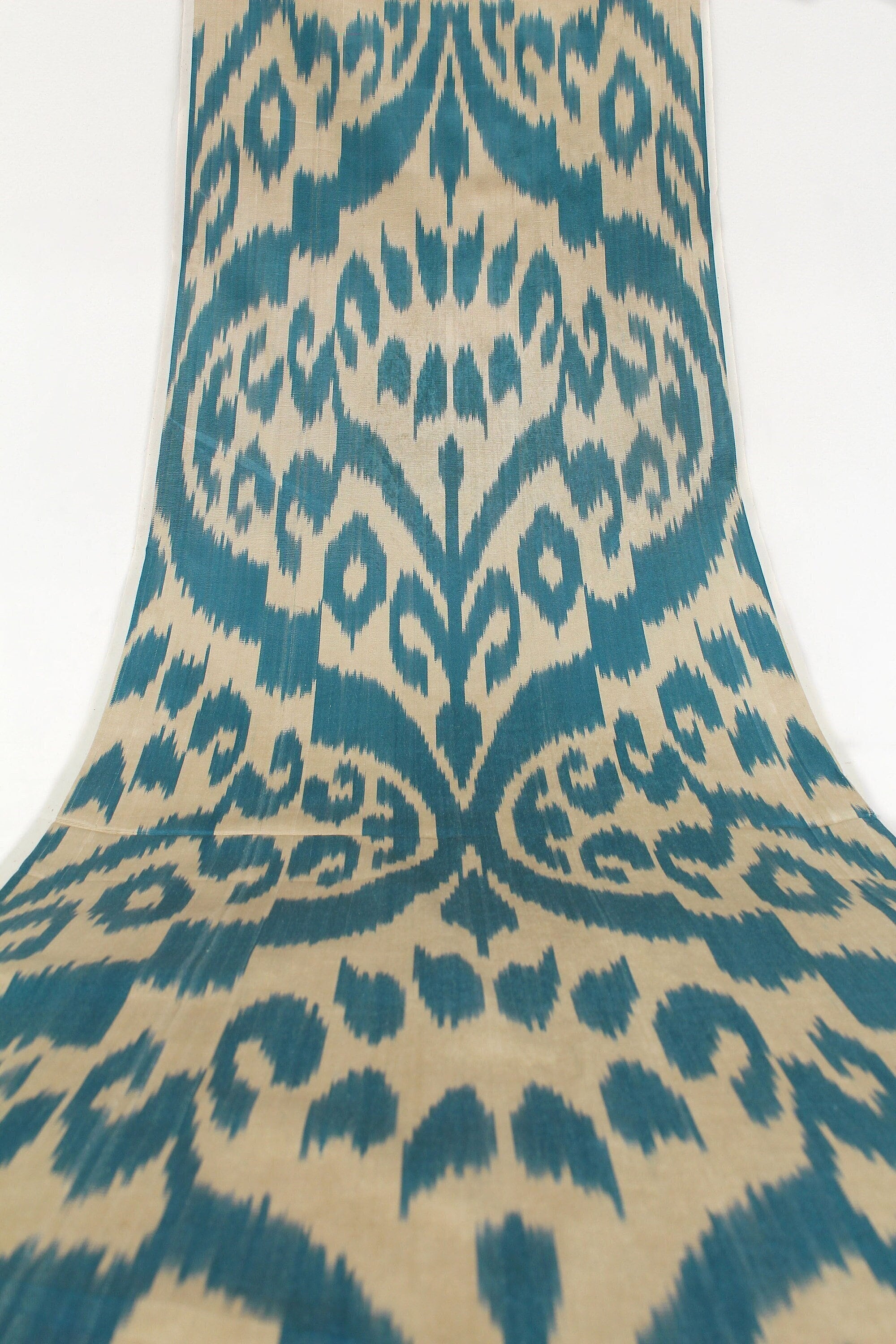 Blue and Beige Silk Ikat Fabric - Versatile Ikat Material, Ikat Textile ...