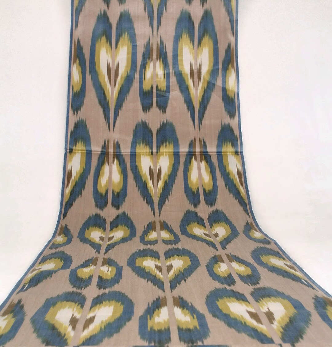 Blue and Yellow Cotton Ikat Fabric - Uzbek Ikat Fabric Pattern, Ikat ...