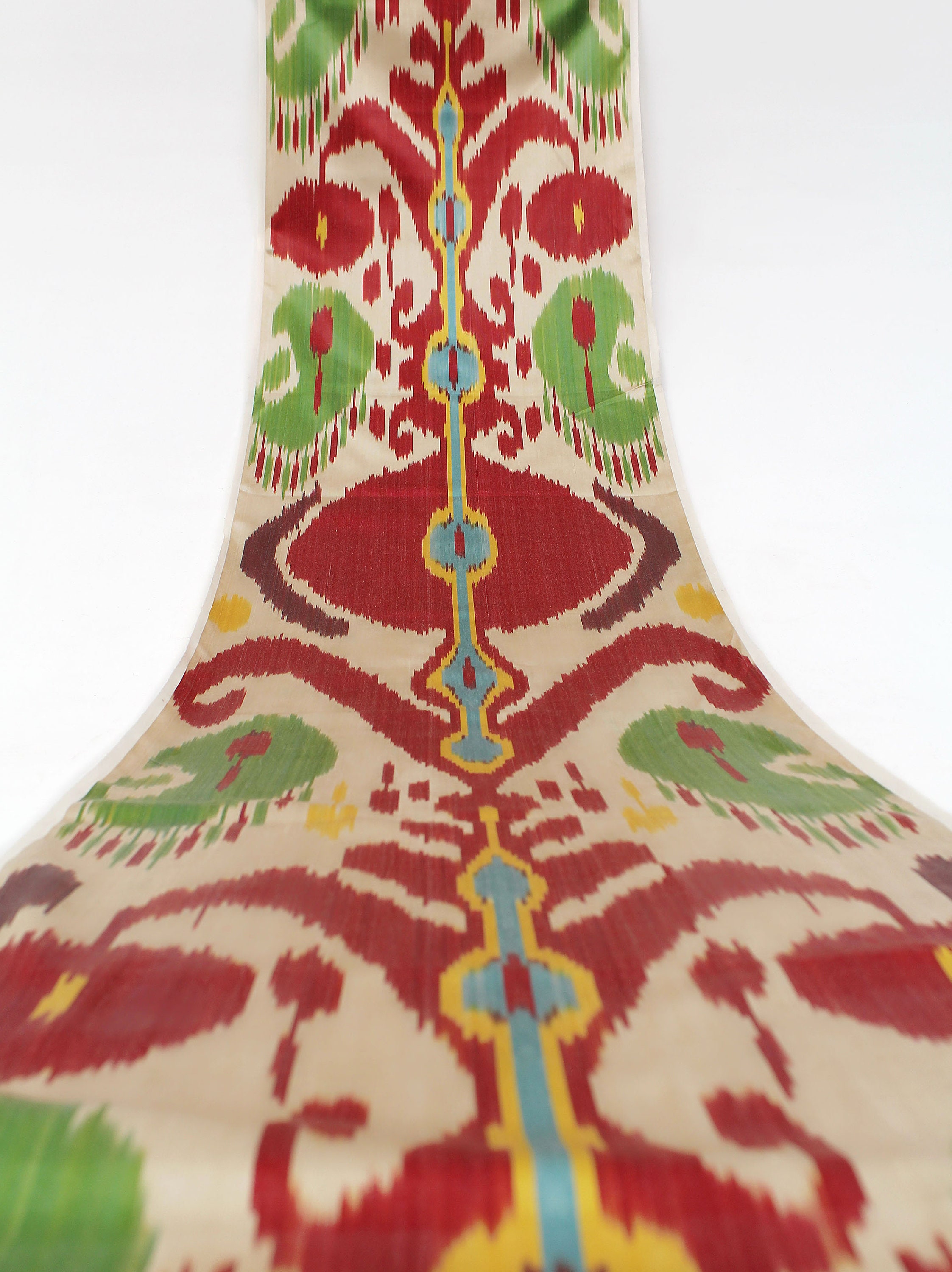 Red and Green Silk Ikat Fabric - Uzbek Ikat Fabric Pattern, Ikat Cloth ...