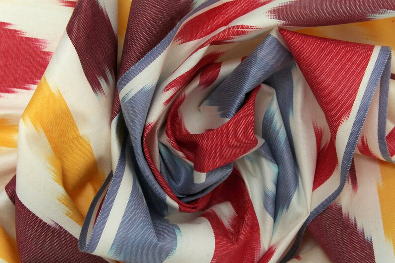 Colorful Cotton Ikat Fabric by the Metre - Boho Upholstery Material ...