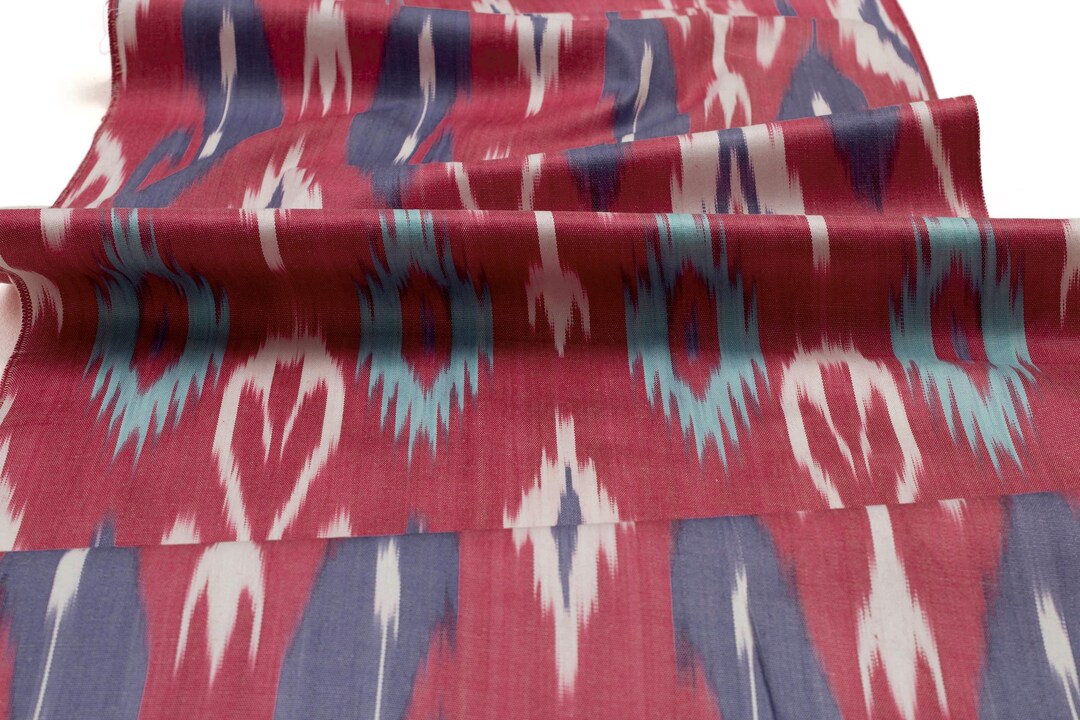 Red and Purple Cotton Ikat Fabric - Modern Ikat Material, Fabric Ikat ...