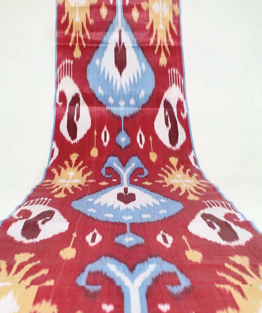 Cotton Ikat Fabric Hand-Woven Natural Uzbek Ikat Fabric by the Yard ...