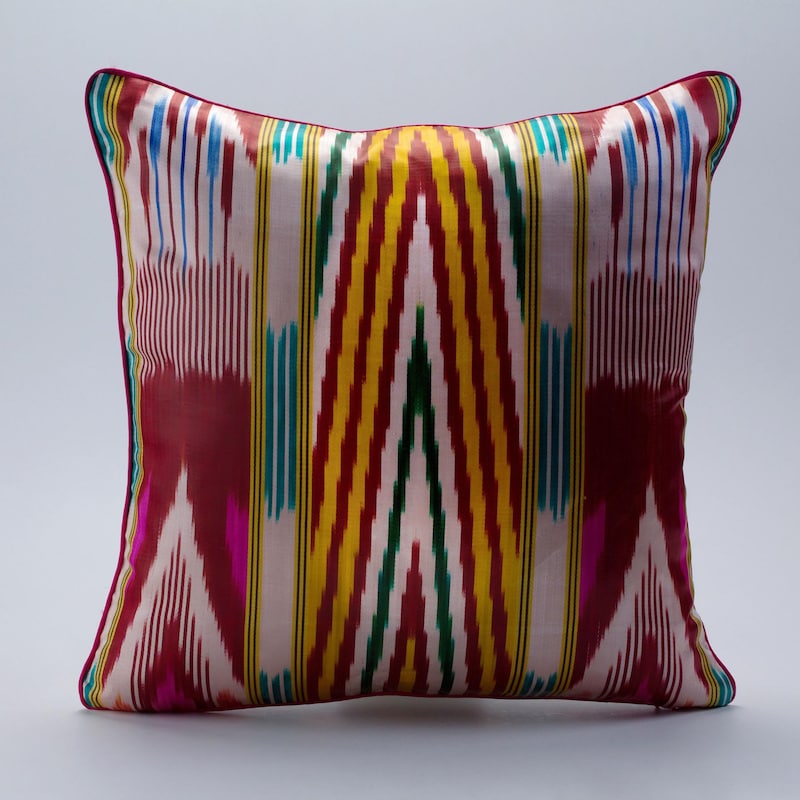 Pink Ikat Silk Cushion - Etsy UK