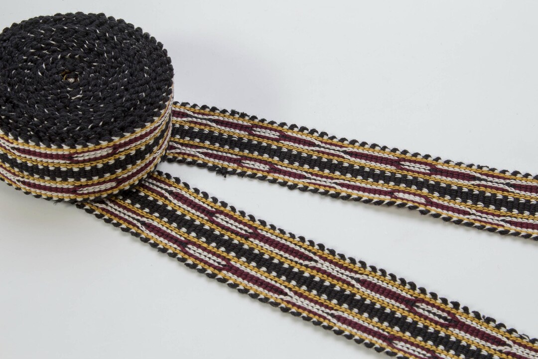 Black and Maroon Uzbek Sewing Trim Natural Cotton - Wide Handmade ...