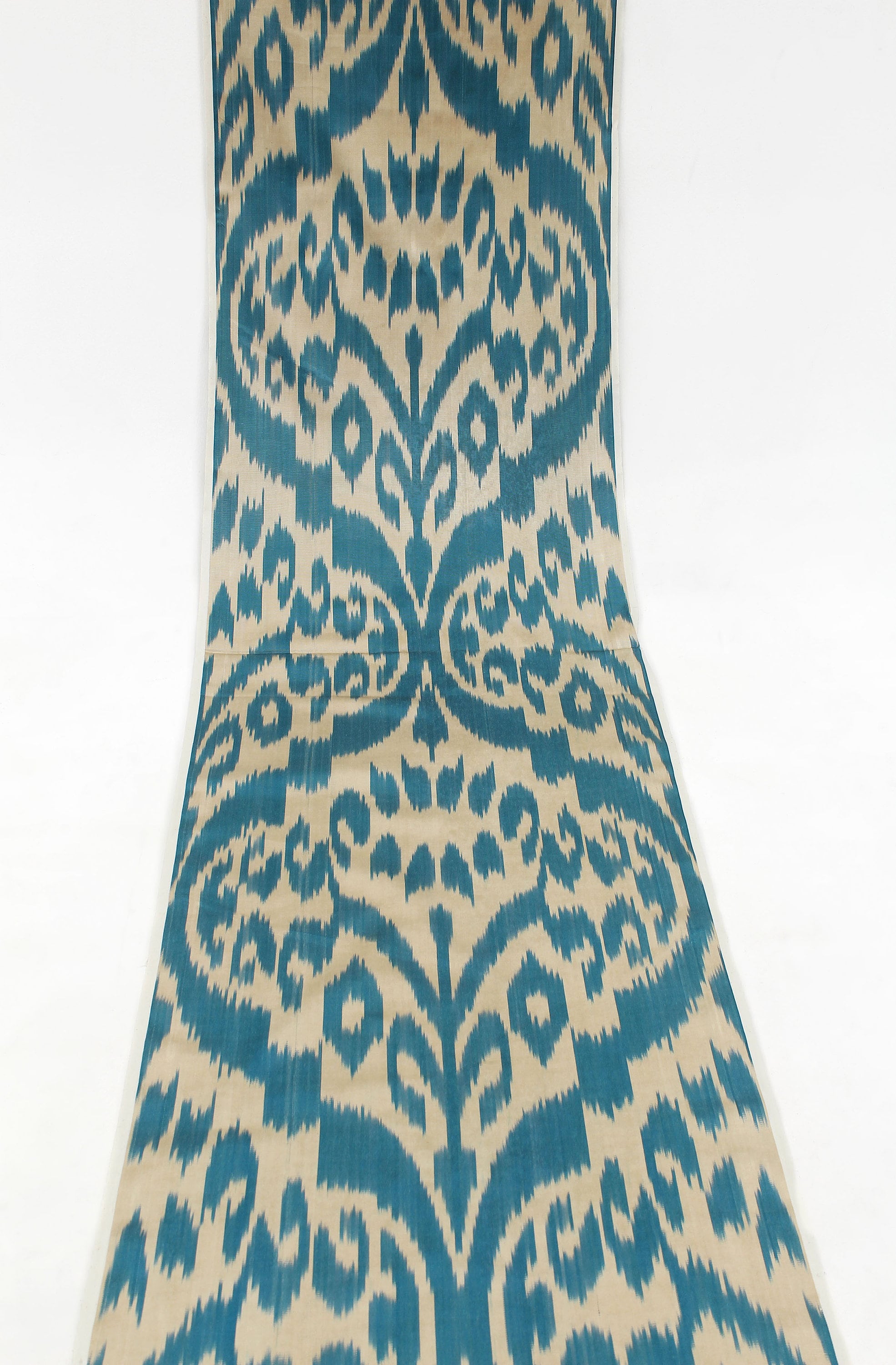 Blue and Beige Silk Ikat Fabric - Versatile Ikat Material, Ikat Textile ...