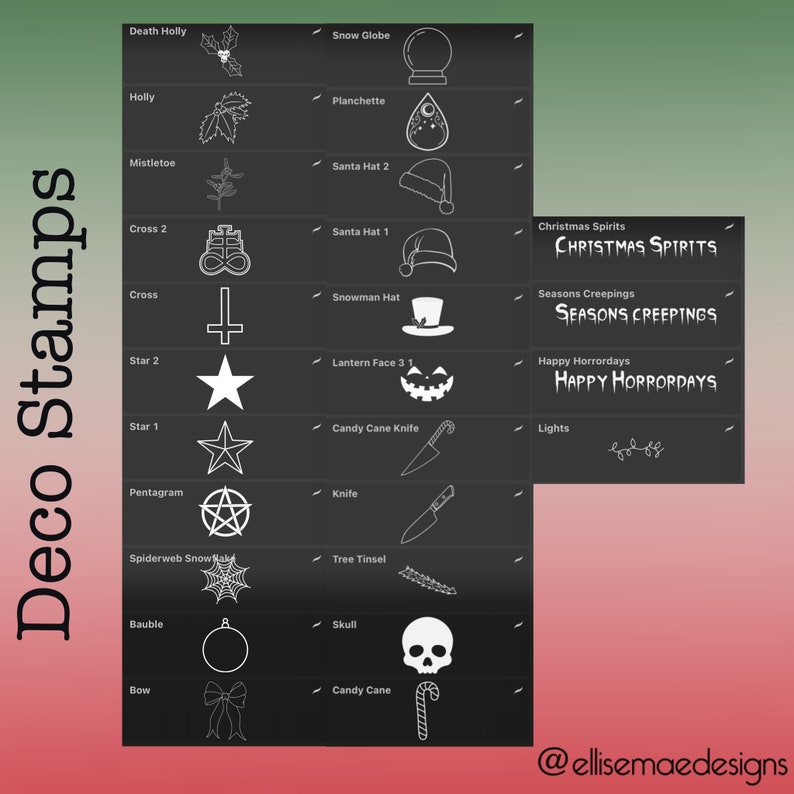 Creepy Christmas Procreate Brush Set: 75 Horror Halloween Stamps ...
