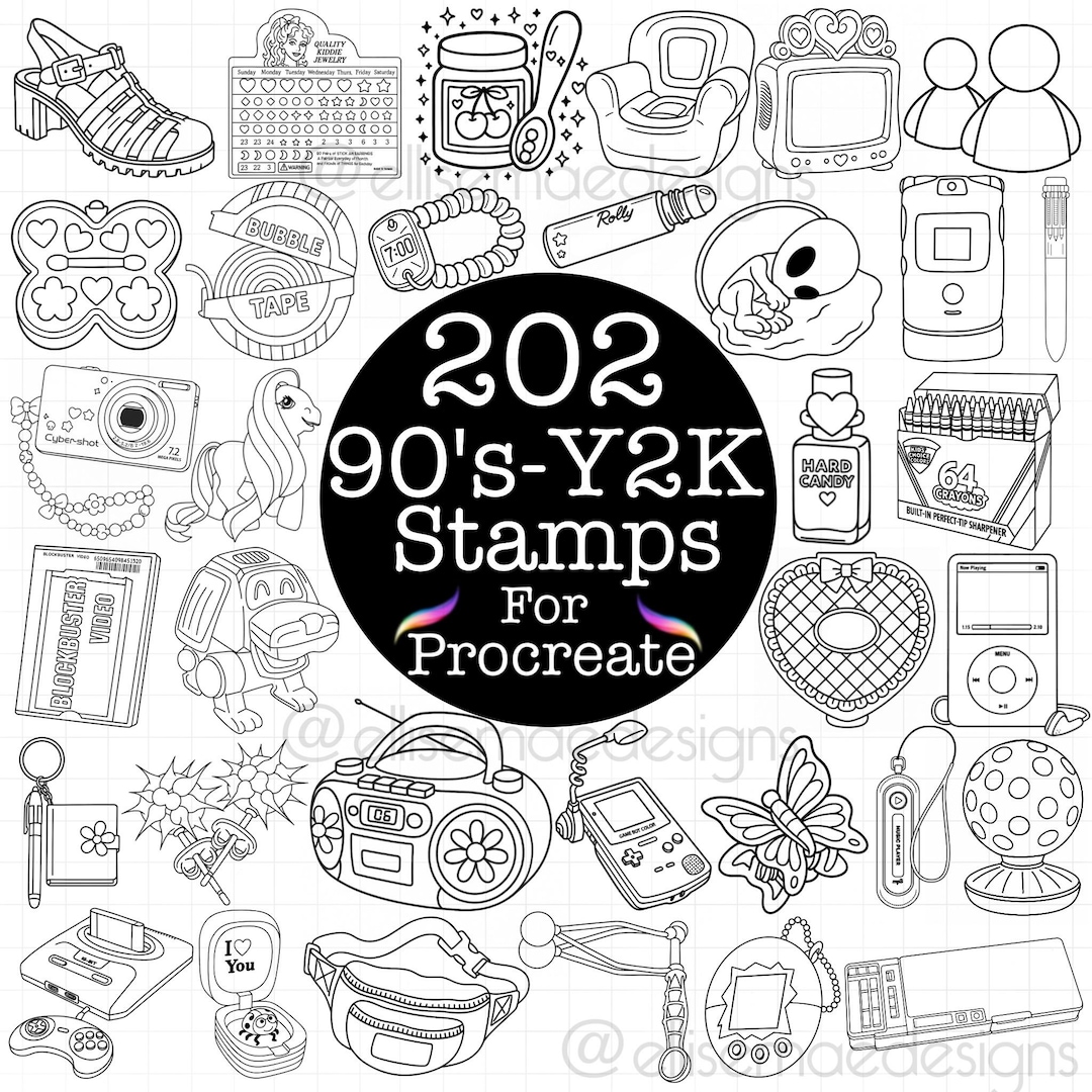 Y2K Procreate Stamps: 90's Nostalgia Digital Brushes (202) - Etsy UK