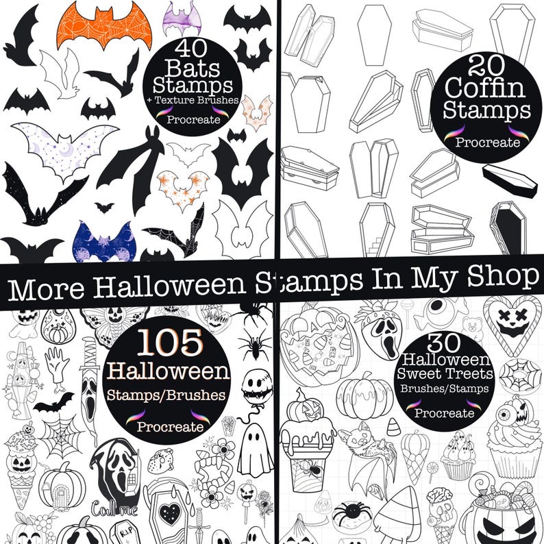 100 Procreate Brushes Stamps • Halloween Food Party • Digital Download ...