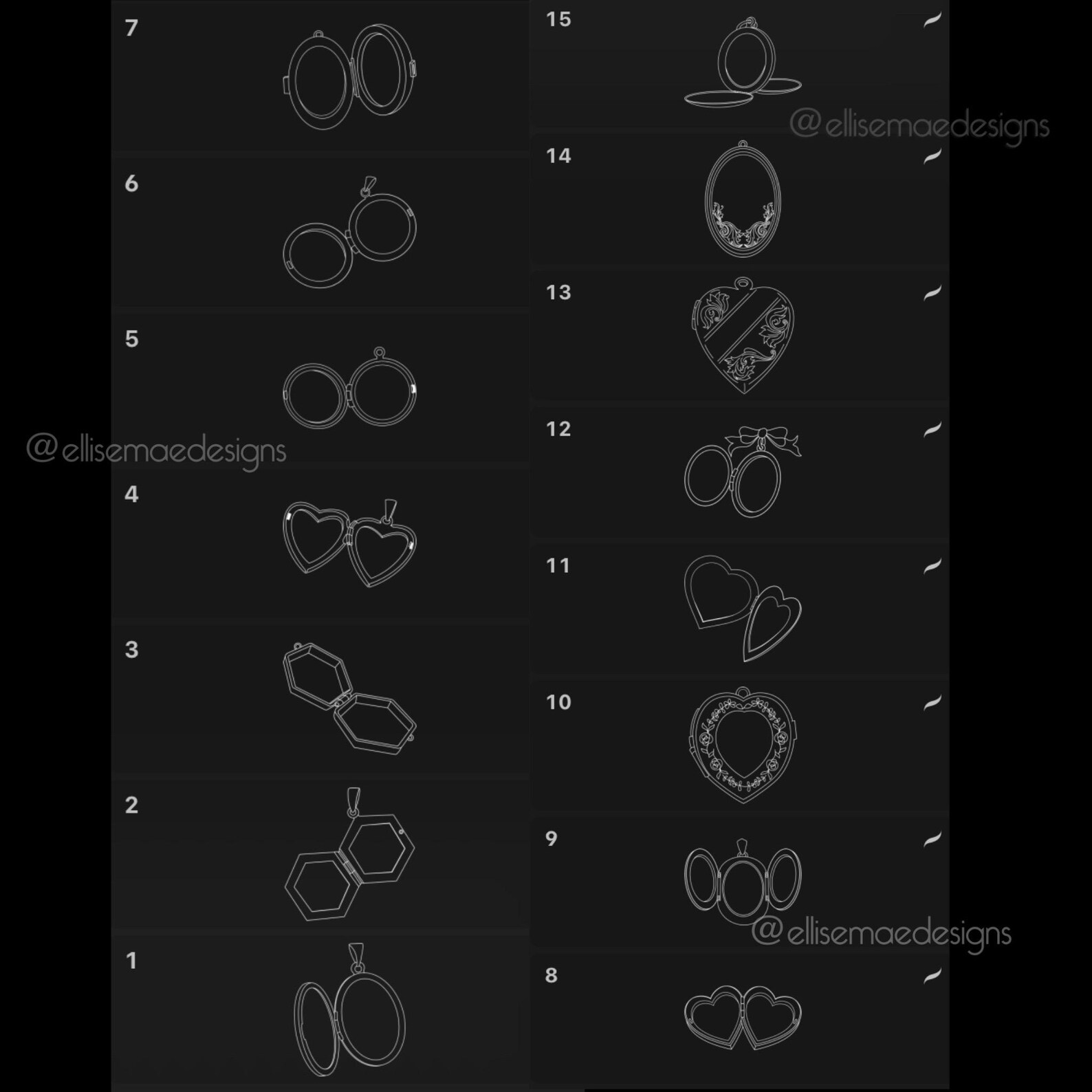 Locket Outline Pendant Pendent Procreate Stamps Brushes • Digital Art ...