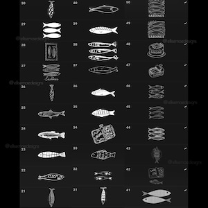 50 Sardine Fish SVG Illustrations: Mediterranean Kitchen Art (digital ...