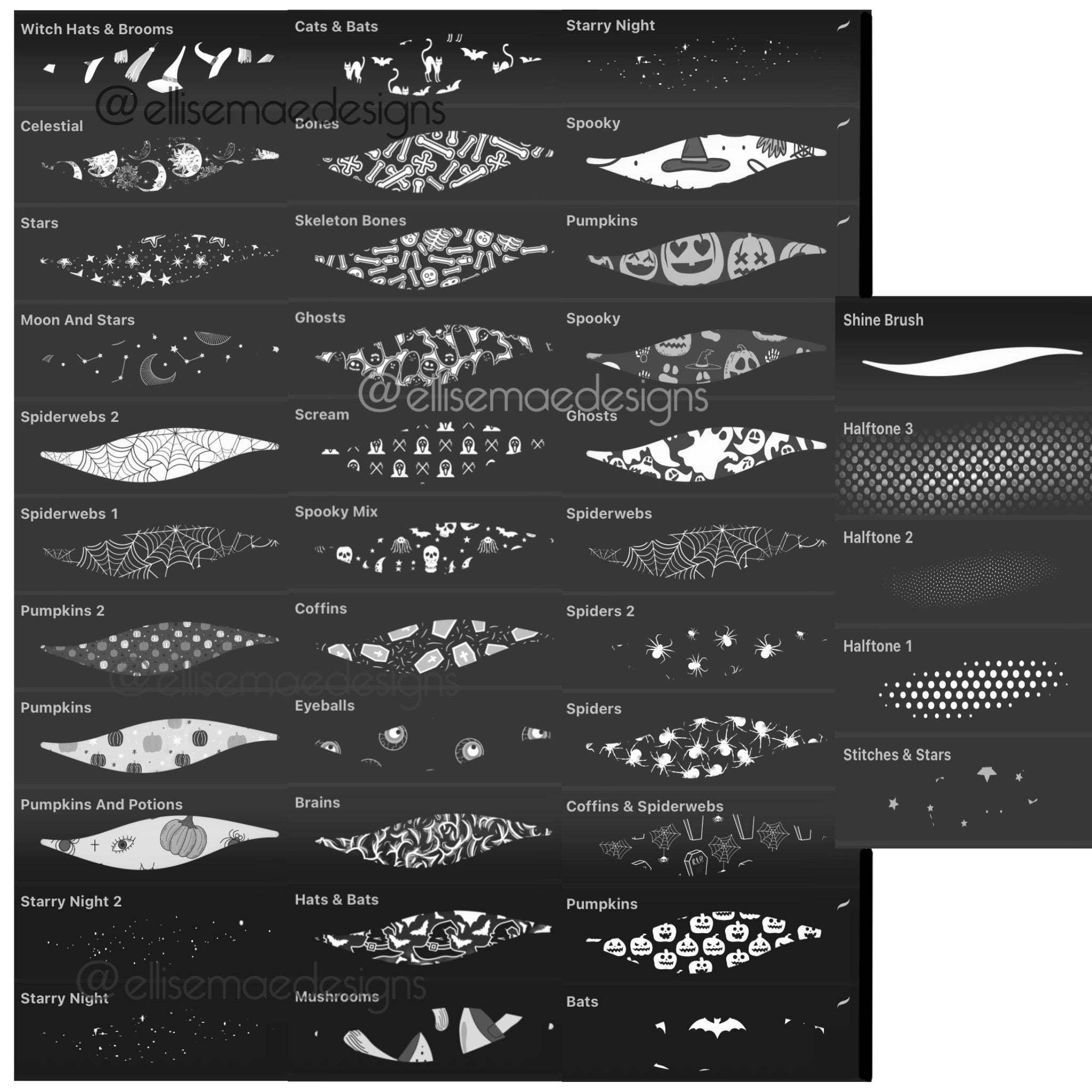 100 Procreate Brushes Stamps • Halloween Food Party • Digital Download ...