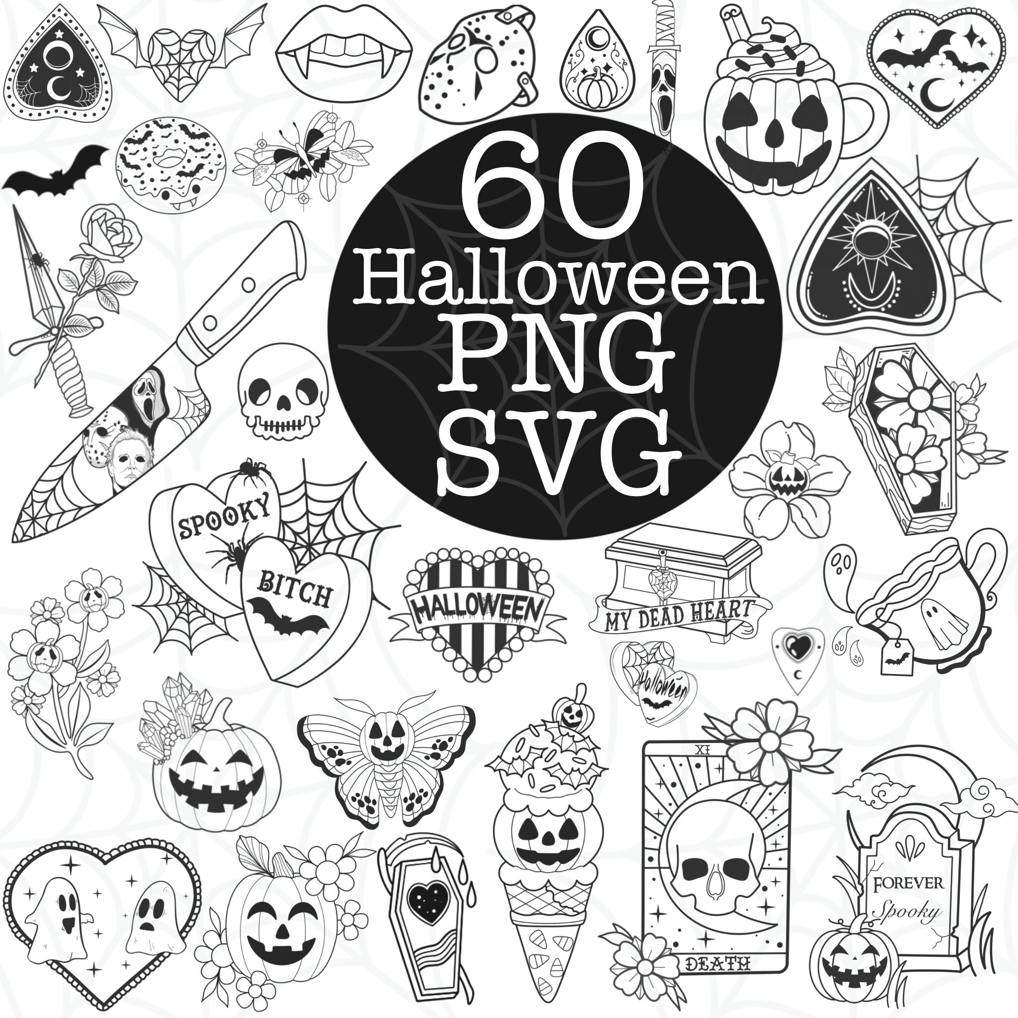 PNG • SVG Files • Halloween Kawaii Art • Digital Download Instant ...