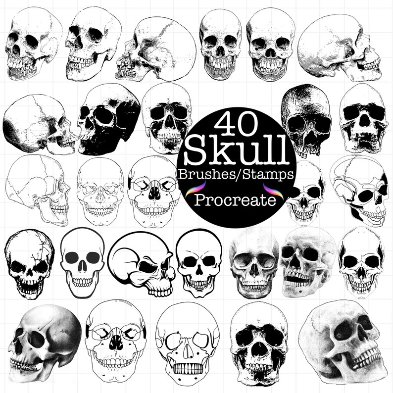 Skull Bones Human Procreate Stamps Brushes • Digital Art • Tattoo ...