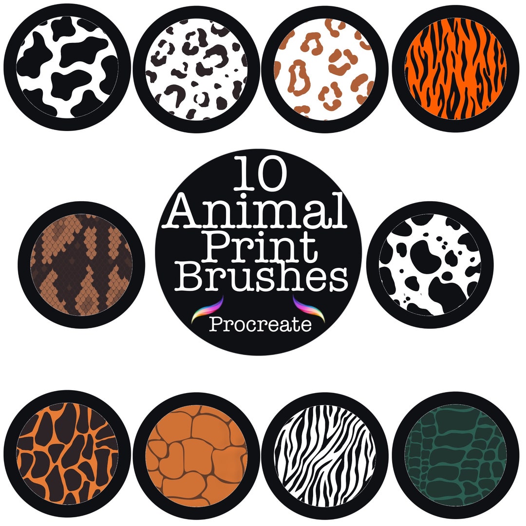 Seamless Animal Print Procreate Brushes: Leopard, Tiger, Cow (digital ...