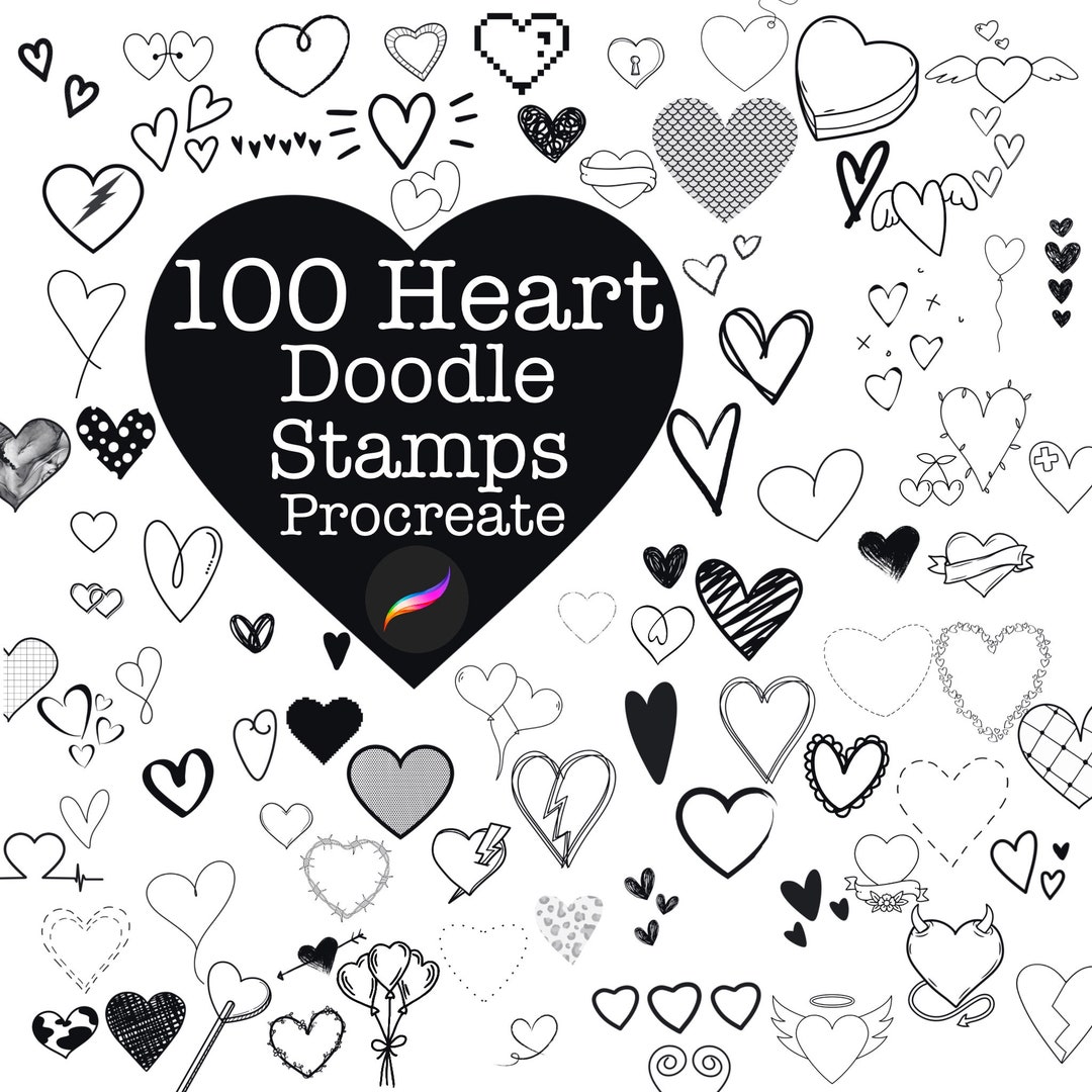 Procreate Brushes Stamps Love Hearts Doodle Heart Digitalplanner ...