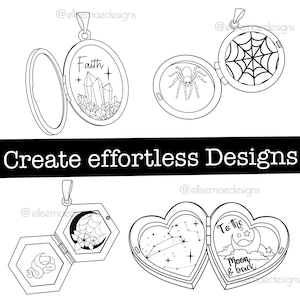 Locket Outline Pendant Pendent Procreate Stamps Brushes • Digital Art ...