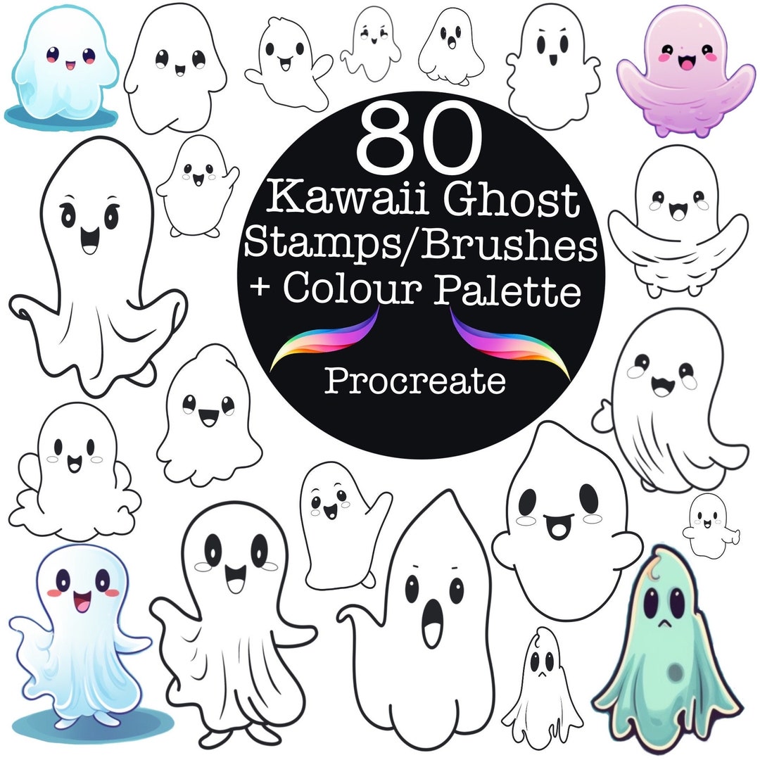 Procreate Brushes Stamps • Cute Ghost Halloween Kawaii Art • Digital ...