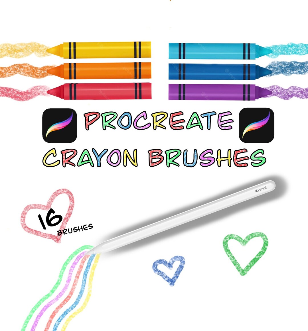 Crayon Procreate Brush Brushes Writing Colouring Digital Art Crayons ...
